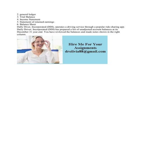 2- general ledger 3- Trial Balance 4- Income Statement 5- Statement of.docx