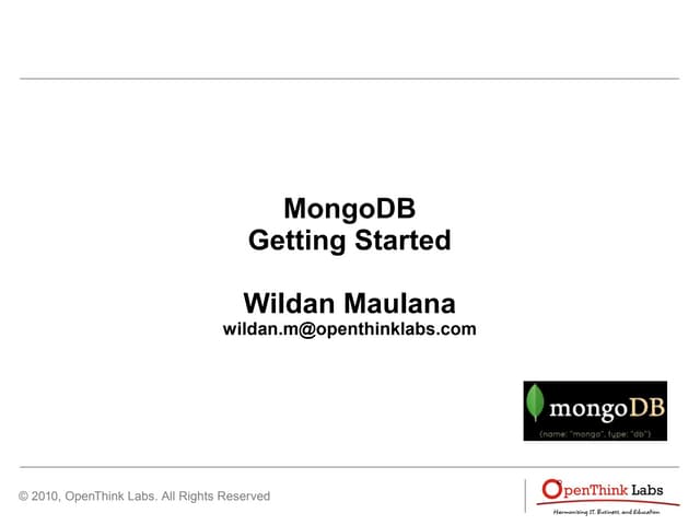 Getting Started - MongoDB | PPT Getting Started - MongoDB | PPT
