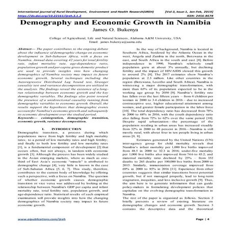 Demography and Economic Growth in Namibia | PDF