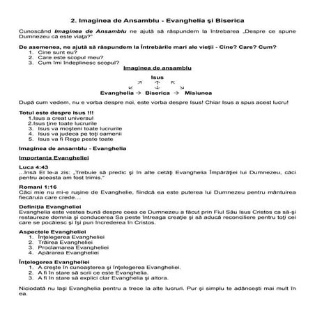 2. Imaginea de Ansamblu - Evanghelia şi Biserica - notițe | PDF