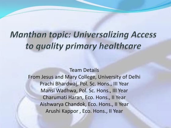 Primary Health Care the Building block for UHC | PDF