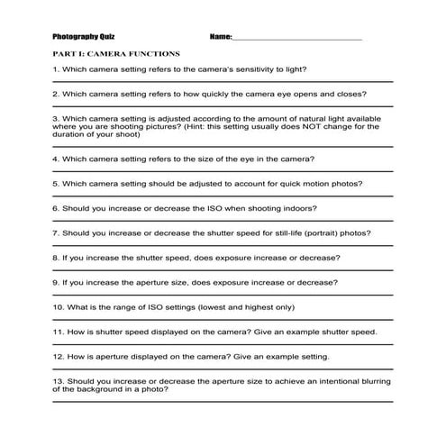 2. know your camera quiz | DOC