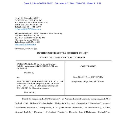 Surgenex v. Predictive | PDF | Legal Services Industry | Industries