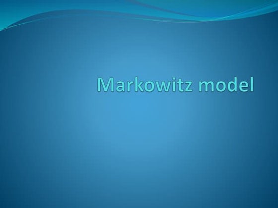 Portfolio markowitz model | PDF