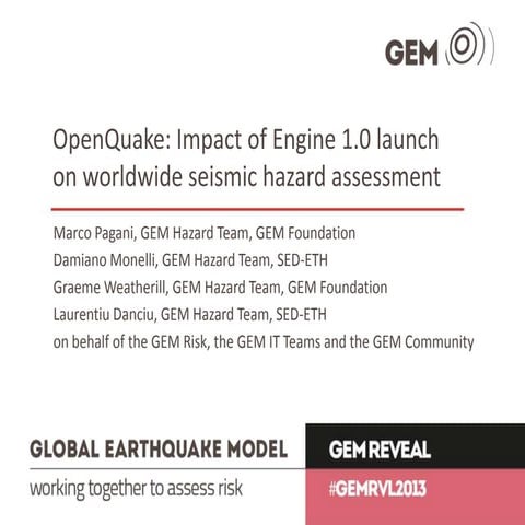 OpenQuake: Impact of Engine v 1.0 launch on worldwide #seismic hazard ...