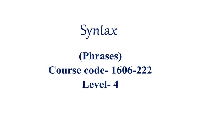 Introduction to syntax | PPTX
