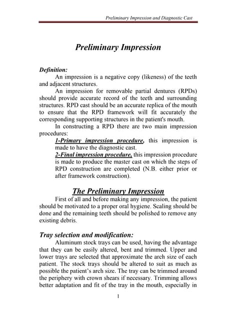 Impression Taking By Alginate | PPT