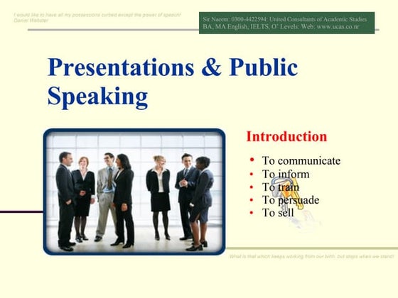 Public Speaking in Business - example slides | PPT
