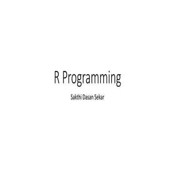 An Interactive Introduction To R Programming Language For Statistics