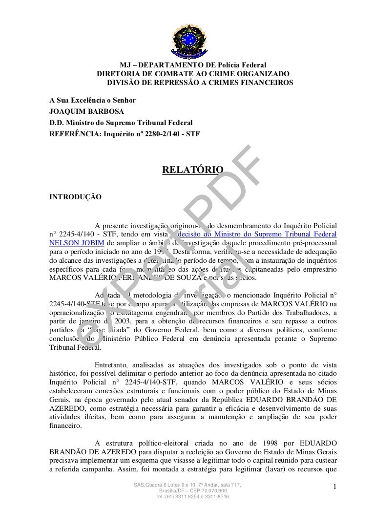 Mensalão tucano: Relatorio original da Polícia Federal