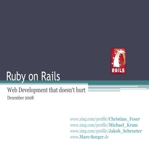 Ruby On Rails 2 Rails Introduction Ppt