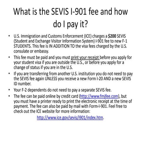 2 sevis fee and payment | PPT