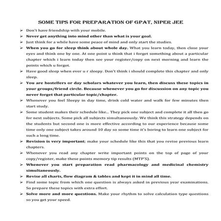 some tips for preparation of gpat | PDF