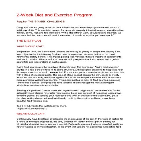 2 week diet and exercise program | PDF