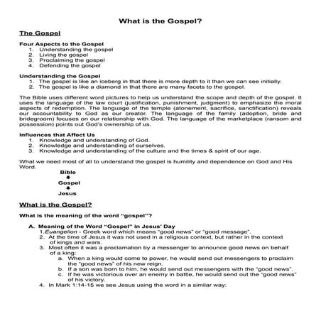 2. What is the Gospel? Notes (A4) | PDF