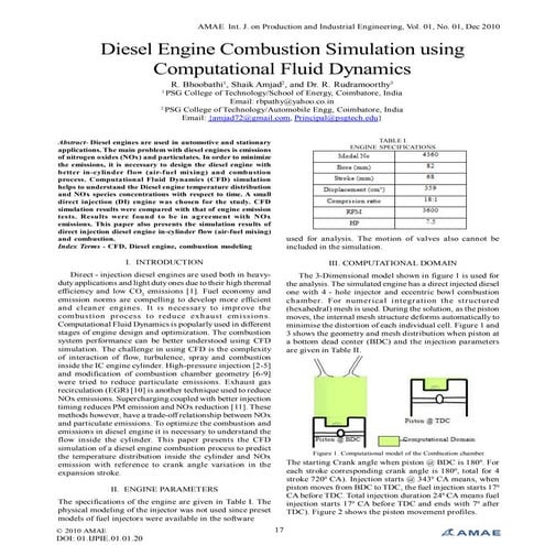 Diesel Engine Combustion Simulation using Computational Fluid Dynamics ...