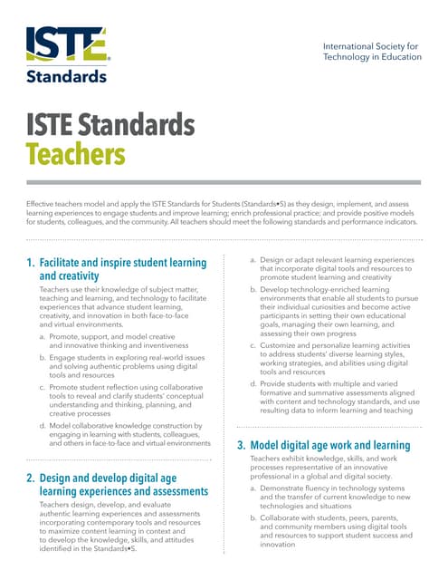 Iste standards for educators (permitted educational use) | PDF