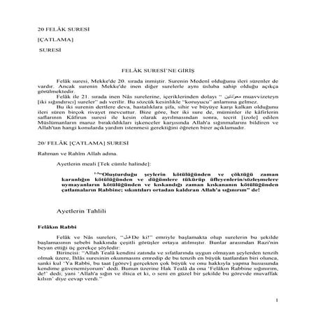 20. felâk suresi | DOC