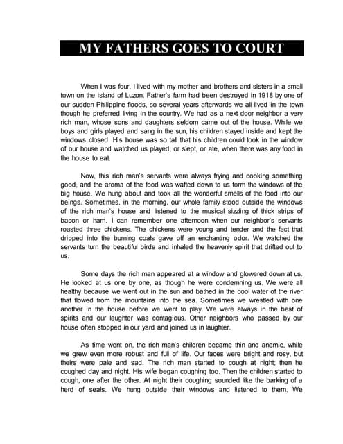 My Father Goes to Court by Carlos Bulosan | PPTX