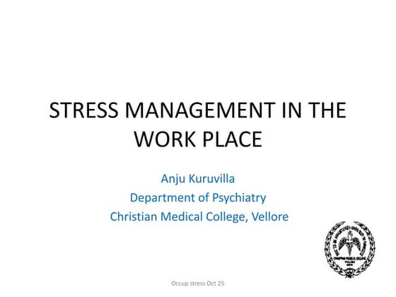 Stress Management At Workplace | PDF