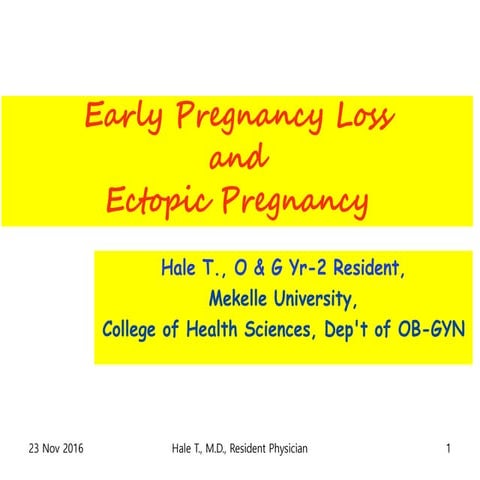 20. early pregnancy loss and ectopic pregnancy [autosaved] | PPT
