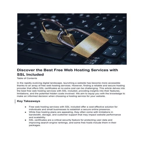 Discover the Best Free Web Hosting Services with SSL Included | PDF