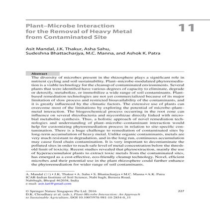 Plant–Microbe Interaction for the Removal of Heavy Metal from ...