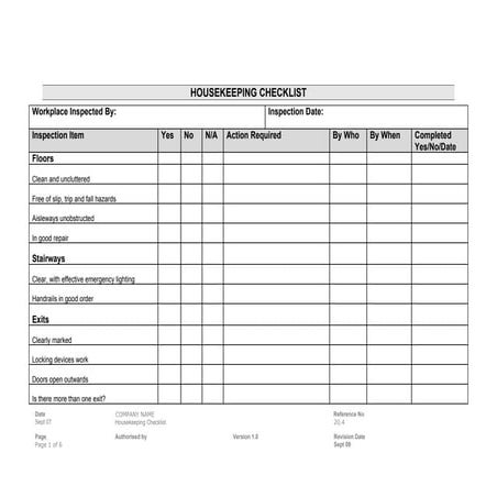 20.4 housekeeping checklist | DOC