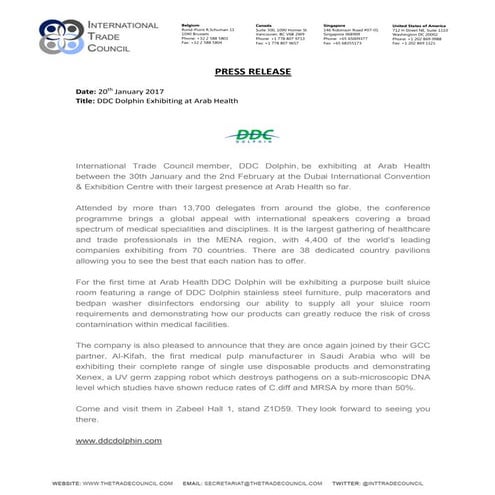 DDC Dolphin Exhibiting at Arab Health | PDF