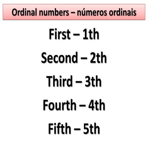 20 ordinal numbers – números ordinais - faixa 47 - pg. 139 | PPSX