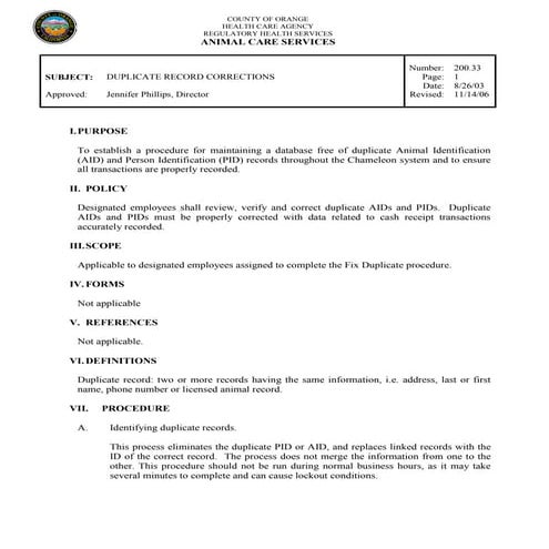 200.33 duplicate records correction | PDF