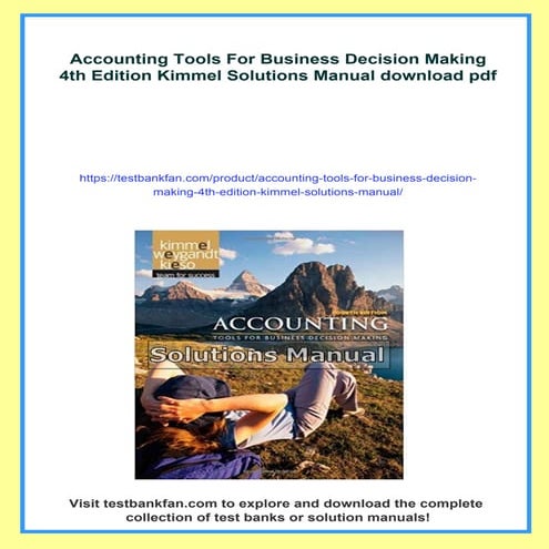 Accounting Tools For Business Decision Making 4th Edition Kimmel ...