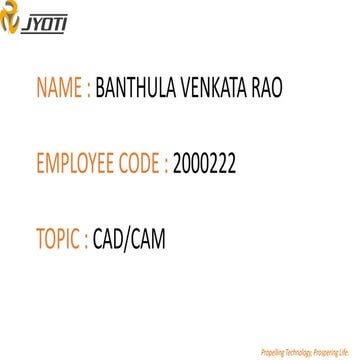 Comprehensive Study of CAD and CAM Technology | PPTX