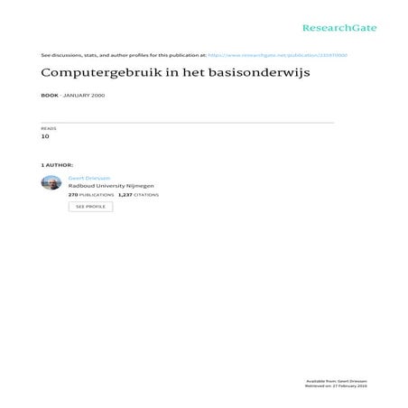Geert Driessen (2000) Computergebruik in het basisonderwijs.pdf | Educational Assessment | Education