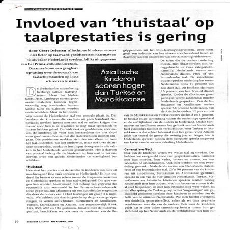 Geert Driessen (2000) D&S Invloed van thuistaal op taalprestaties is ...