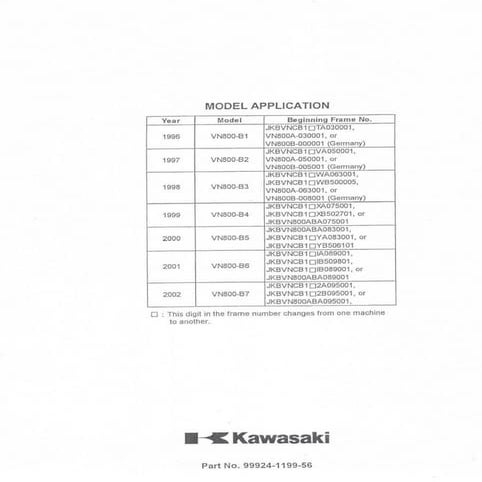 2000 kawasaki vn800 b5 service repair manual | PDF