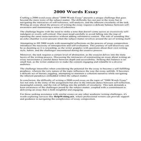 2000 Words Essay. 2000 word essay length words | PDF