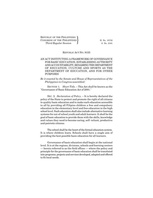 Republic Act No. 9155 | PPTX