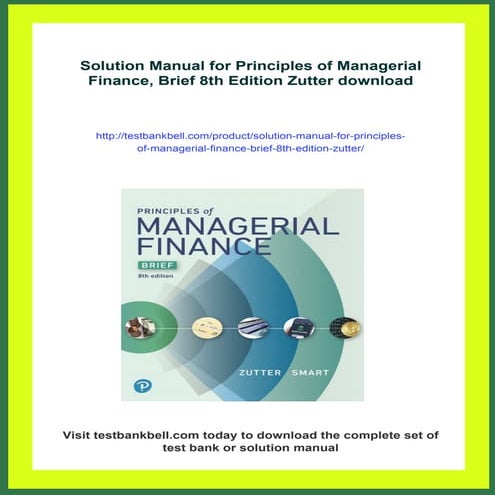 Solution Manual for Principles of Managerial Finance, Brief 8th Edition Zutter | PDF