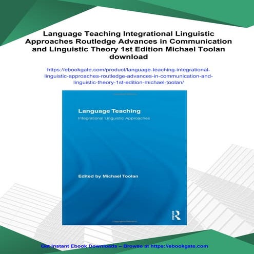 Language Teaching Integrational Linguistic Approaches Routledge Advances in Communication and ...