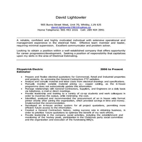David Lightowler CV | DOCX