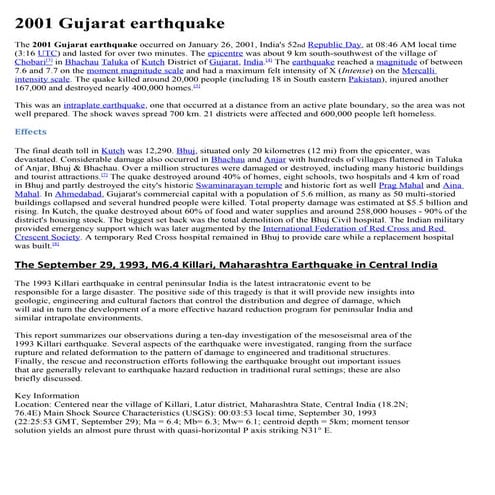 Earthquack 2001 Bhuj,Gujarat | PPT