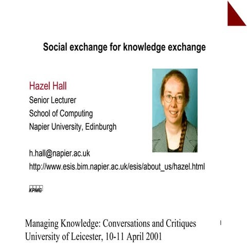 Social exchange for knowledge exchange | PPT