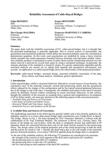 Reliability Assessment of Cable-Stayed Bridges | PDF
