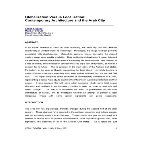 Kuwait - 2001 omar khattab globalization versus localization | PDF