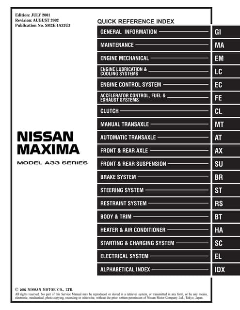 2001 Nissan Pathfinder Service Repair Manual | PDF