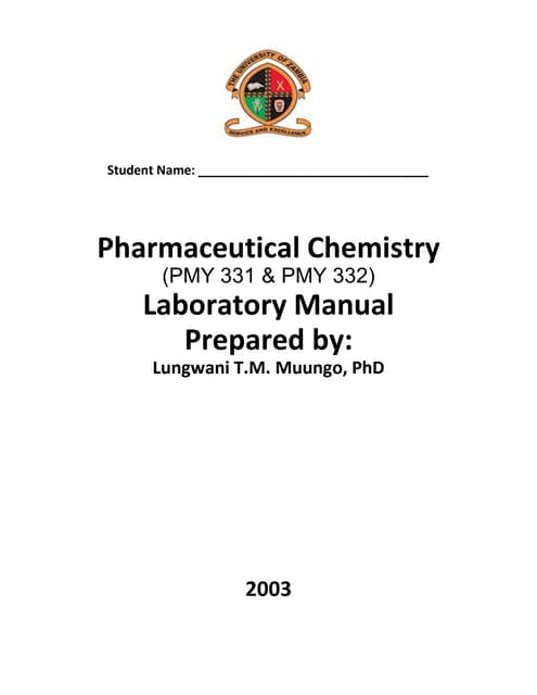 2003 pharmaceutical chemistry laboratory manual 1 | PDF 2003 pharmaceutical chemistry laboratory manual 1 | PDF