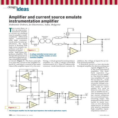 2003 Amplifier And Current Source Emulate Instrumentation Amplifier Edn Pdf 