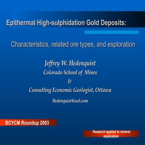 2003 Hedenquist Exploration Notes Geo.PPT