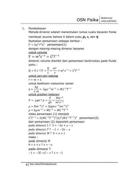 Osk fisika 2003 ; soal 1 | PDF